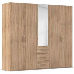 Dreht&uuml;renschrank Rauch "Kleiderschrank Schrank Garderobe Schlafzimmerschrank EVELYN", braun (eiche sonoma), B:251cm H:223cm T:61cm, Holzwerkstoff, Schr&auml;nke, Dreht&uuml;renschrank, in elegantem Stil mit Schubladen 3 Breiten und 2 H&ouml;hen MADE IN GERMANY