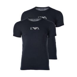 T-Shirt Emporio Armani "T-Shirt 2er Pack", Herren, Gr. S, blau (marine), Obermaterial: 95% Baumwolle CO. 5% Elasthan EL., Shirts T-Shirt