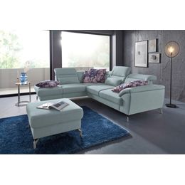 Sit & More Ecksofa SIT & MORE "Percy L-Form", blau (aqua), B:270cm T:235cm, Sofas, Ecksofa, 12 cm Fu&szlig;h&ouml;he, Sitztiefenverstellung, wahlweise in 2 Fu&szlig;farben