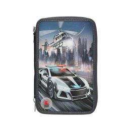 Buntstift Depesche "3-Fach Federtasche LED Monster Cars 7,5 x 13 x 20 cm schwarz-bunt", Kinder, bunt (schwarz, bunt), Kunststoff, Stifte