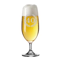 Bierglas LUXENTU "Biertulpe Pilsglas mit Gravur 40. Jubil&auml;um 360 ml transparent", bunt (transparent), 1 tlg., Glas, Trinkgef&auml;&szlig;e