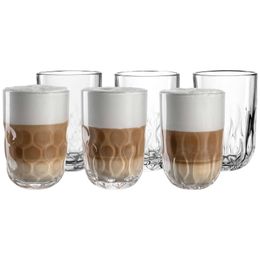 Latte-Macchiato-Glas Leonardo "Latte Macchiato Gl&auml;ser-Set (1/2/3) Gocce 60 ml 6er Set transparent", bunt (transparent), 6 tlg., Glas, Trinkgef&auml;&szlig;e, Latte-Macchiato-Glas