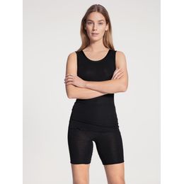 Tanktop Calida "True Confidence", Damen, Gr. M (44/46), schwarz (ws schwarz), Feinripp, Obermaterial: 70% Schurwolle, 30% Seide, k&ouml;rpernah h&uuml;ftbedeckend, Rundhals, Tops Tanktop, Rundhals, atmungsaktiv, w&auml;rmend, elastisch, Feinripp-Qualit&auml;t