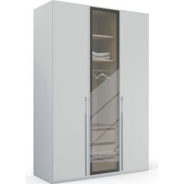 Dreht&uuml;renschrank Rauch "Kleiderschrank Schrank Garderobe W&auml;scheschrank SKAT SHINE", grau (seidengrau), B:151cm H:235cm T:63cm, Holzwerkstoff, Schr&auml;nke, Dreht&uuml;renschrank, hochwertiges Grauglas inkl. umfangreichem Zubeh&ouml;r MADE IN GERMANY