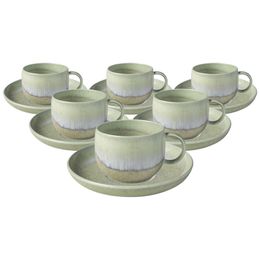 Tasse "Kaffeetassen mit Untertassen Perlemor Alga 190 ml 6er Set gr&uuml;n", gr&uuml;n, 6 tlg., Porzellan, LIKE. BY VILLEROY & BOCH, Trinkgef&auml;&szlig;e, Tasse