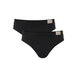 Slip Sloggi "Slip GO Natural Brief C2P 2er Pack", Herren, Gr. L, schwarz, Obermaterial: 95% Baumwolle CO. 5% Elasthan EL., Unterhosen Slip