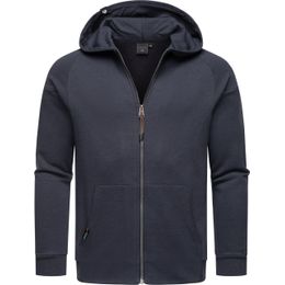 Kapuzensweatjacke Ragwear "Zenway", Herren, Gr. M (50), blau (navy), Sweatware, Obermaterial: 70% Baumwolle, 30% Polyester, Basic, gerade h&uuml;ftbedeckend, hoch geschlossener Ausschnitt, &Auml;rmel ohne &Auml;rmelschlitz Rippb&uuml;ndchen, Sweatjacken, Herren Basic Sweatjacke mit Kapuze