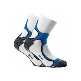 Kurzsocken Rohner Socks "Socken Running Quarter 2-er pack 2er Pack", Herren, Gr. 43-46, wei&szlig; (wei&szlig;, blau), Obermaterial: 40% Baumwolle CO. 38% Polyester PES. 20% Polyamid PA. 2% Elasthan EL., Socken