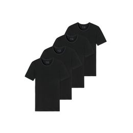 T-Shirt Schiesser "T-Shirt 2PACK T-shirt 4er Pack", Damen, Gr. M, schwarz, Obermaterial: 95% Baumwolle CO. 5% Elasthan EL., Shirts T-Shirt