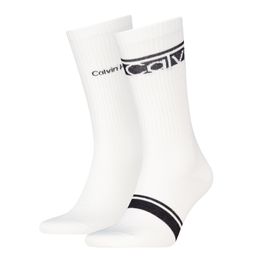 Socken Calvin Klein "CK MEN SOCK 2P LOGO STRIPE", Damen, wei&szlig;, Obermaterial: 71% Baumwolle, 27% Polyamid, 2% Elasthan, Socken Socken
