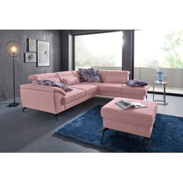 Sit & More Ecksofa SIT & MORE "Percy L-Form", rosa (altrosa), B:270cm H:77cm T:235cm, Sofas, Ecksofa, 12 cm Fu&szlig;h&ouml;he, Sitztiefenverstellung, wahlweise in 2 Fu&szlig;farben