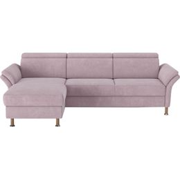 Ecksofa Home Affaire "Calypso L-Form", rosa (altrosa), B:260cm H:85cm T:172cm, 100% Polyester, Sofas, Ecksofa, mit motorischen Funktionen im Sofa und Recamiere
