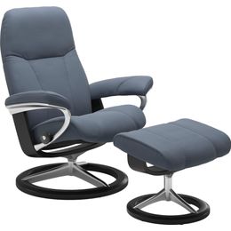 stressless "Consul" Set, Relaxsessel mit Hocker, mit Hocker, mit Signature Base, Gr&ouml;&szlig;e S, Gestell Schwarz