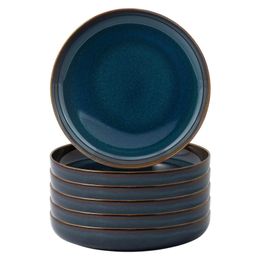 Suppenteller "Suppenteller Crafted &oslash; 21,9 cm 6er Set", blau (denim), L:21,9cm, LIKE. BY VILLEROY & BOCH, Speiseteller