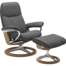 stressless "Consul" Set, Relaxsessel mit Hocker, mit Hocker, mit Signature Base, Gr&ouml;&szlig;e M, Gestell Eiche