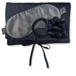 Seidentuch AILORIA "Tasche, Schlafmaske, Scrunchie S & Scrunchie M TRAVEL SET", Damen, schwarz (midnight schwarz), Obermaterial: 100% Seide silk., Modet&uuml;cher
