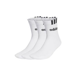 Sneakersocken adidas originals "Socken Cushioned 3S Linear 3er Pack", Damen, Gr. 40-42, wei&szlig;, Obermaterial: 71% Baumwolle CO. 26% Polyester PES. 2% Elasthan EL. 1% Nylon NY., Socken Sneakersocken