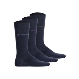 Kurzsocken Emporio Armani "Socken Casual Cotton 3er Pack", Herren, Gr. 40-45, blau (marine), Obermaterial: 74% Baumwolle CO. 24% Polyamid PA. 2% Elasthan EL., Socken