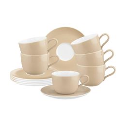 Tasse Seltmann Weiden "Kaffeetassen mit Untertassen Liberty Pure Colors 260 ml 6er Set", beige (dusty beige), 12 tlg., Porzellan, Trinkgef&auml;&szlig;e, Tasse