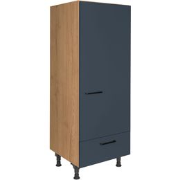 K&uuml;hlumbauschrank Nobilia "Easytouch", Ausrichtung w&auml;hlbar, mit Schubkasten", blau (front: lacklaminat fjordblau ultramatt, korpus: eiche sierra nachbildung), B:60cm H:167,8cm T:58,3cm, Schr&auml;nke, vormontiert, Breite/H&ouml;he: 60/167,8 cm
