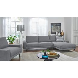 Ecksofa "CR.450, Designecksofa, L-Form", schwarz (anthrazitgrau, schwarzgrau 064, 36), B:274cm H:85cm T:178cm, Luxus-Microfaser (100% Polyester), CREATION BY ROLF BENZ, Sofas, Ecksofa, Armlehne breit und niedrig, Alugussf&uuml;&szlig;e in umbragrau, Breite 274 cm