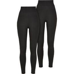 Leggings Urban Classics "Urban Classics Damen Ladies High Waist Leggings 2-Pack", Damen, Gr. M, US-Gr&ouml;&szlig;en, schwarz, schwarz, 83% Polyester, 17% Elasthan, unifarben, skinny fit, Hosen Leggings