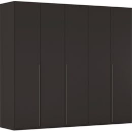 Dreht&uuml;renschrank Rauch "Kleiderschrank Schrank Garderobe W&auml;scheschrank BESTSELLER MONTCLAR", schwarz, griffe graphit, B:251cm H:223cm T:60cm, Holzwerkstoff, Schr&auml;nke, Dreht&uuml;renschrank, Front in Glas/Hochglanz/Dekor/Grauspiegel in 5 Breiten MADE IN GERMANY, Topseller