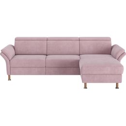 Ecksofa Home Affaire "Calypso L-Form", rosa (altrosa), B:260cm H:85cm T:172cm, 100% Polyester, Sofas, Ecksofa, mit motorischen Funktionen im Sofa und Recamiere