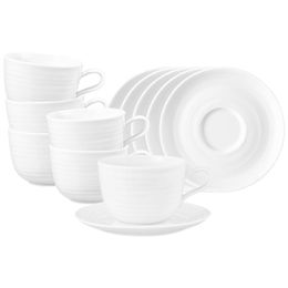 Tasse Seltmann Weiden "Milchkaffeetassen mit Untertassen Terra 400 ml 6er Set", wei&szlig;, 12 tlg., Porzellan, Trinkgef&auml;&szlig;e, Tasse