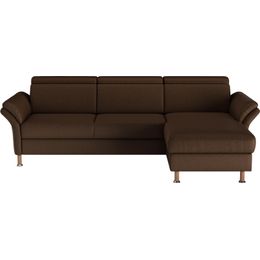 Ecksofa Home Affaire "Calypso L-Form", braun (dunkelbraun), B:260cm H:85cm T:172cm, 100% Polyester, Sofas, Ecksofa, mit motorischen Funktionen im Sofa und Recamiere