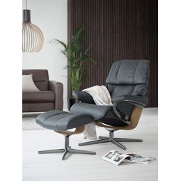 stressless "Reno" Set, Relaxsessel mit Hocker, mit Hocker, mit Cross Base, Gr&ouml;&szlig;e S, M & L, Holzakzent Eiche