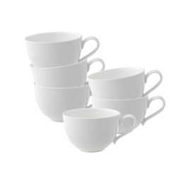 Villeroy & Boch Tasse VILLEROY & BOCH "Kaffeetassen New Cottage Basic 150 ml 6er Set wei&szlig;", wei&szlig;, Porzellan, Trinkgef&auml;&szlig;e, Tasse