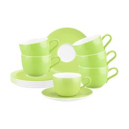 Tasse Seltmann Weiden "Kaffeetassen mit Untertassen Liberty Pure Colors 260 ml 6er Set", gr&uuml;n (lime gr&uuml;n), 12 tlg., Porzellan, Trinkgef&auml;&szlig;e, Tasse