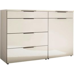 Kombikommode Wiemann "Como", champagner, dekor, glas champagner, schiefer, B:120cm H:91,2cm T:43cm, Floatglas, Holzwerkstoff, Metall, Sideboards, Kombikommode, vormontiert