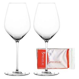 Weinglas Spiegelau "Universalgl&auml;ser + Poliertuch Hi-Lite 510 ml 2er Set transparent", bunt (transparent), 2 tlg., Glas, Trinkgef&auml;&szlig;e, Weinglas