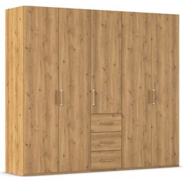 Dreht&uuml;renschrank Rauch "Kleiderschrank Schrank Garderobe Schlafzimmerschrank EVELYN", braun (asteiche), B:251cm H:223cm T:60cm, Holzwerkstoff, Schr&auml;nke, Dreht&uuml;renschrank, in elegantem Stil mit Schubladen 3 Breiten und 2 H&ouml;hen MADE IN GERMANY