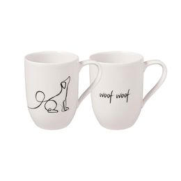 Villeroy & Boch Becher VILLEROY & BOCH "Kaffeebecher Dog Statement 280 ml 2er Set wei&szlig;", wei&szlig;, Porzellan, Trinkgef&auml;&szlig;e, Becher