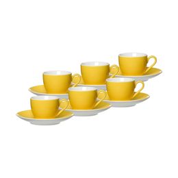 Ritzenhoff & Breker Tasse RITZENHOFF & BREKER "Espressotassen und -untertassen Doppio 80 ml 6er Set", gelb, 12 tlg., Porzellan, Trinkgef&auml;&szlig;e, Tasse