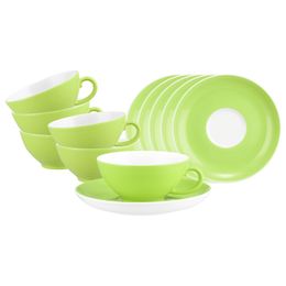 Tasse Seltmann Weiden "Teetassen mit Untertassen Liberty Pure Colors 140 ml 6er Set", gr&uuml;n (lime gr&uuml;n), 12 tlg., Porzellan, Trinkgef&auml;&szlig;e, Tasse