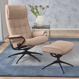 stressless "London" Set, Relaxsessel mit Hocker, mit Hocker, High Back, mit Star Base, Gestell Schwarz