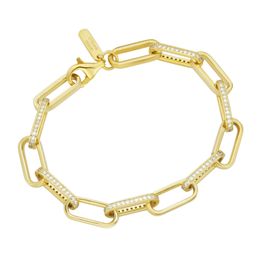 Armband "Gliederkette mit Zirkonia, vergoldet, Silber 925", gold, Giorgio Martello MILANO, Armb&auml;nder, Damen, 19cm, Silber 925 (Sterlingsilber), Armband