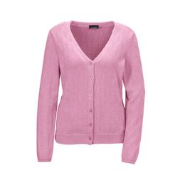 Strickjacke GOLDNER "Cardigan", Damen, Gr. 46, rosa (anemone), Obermaterial: 100% Baumwolle CO., Strickjacken Strickjacke