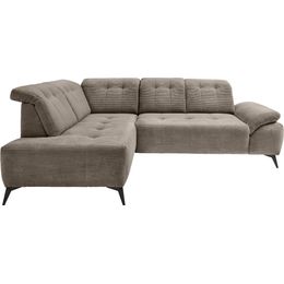 Ecksofa Home Affaire "Fiore", grau, braun, B:272cm, 100% Polyester, Sofas, Ecksofa