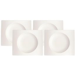 Villeroy & Boch Untertasse VILLEROY & BOCH "Suppenuntertassen NewWave 18 x 15 cm 4er Set wei&szlig;", wei&szlig;, Speiseteller