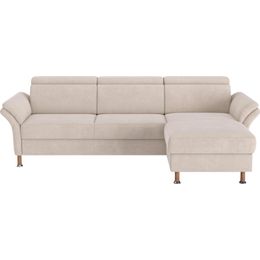 Ecksofa Home Affaire "Calypso L-Form", beige (linen), B:260cm H:85cm T:172cm, 100% Polyester, Sofas, Ecksofa, mit motorischen Funktionen im Sofa und Recamiere