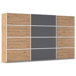 Kleiderschrank Rauch "Schwebet&uuml;renschrank OTTO&acute;s Choice Garderobe Schrank TOP ANGEBOT Avola", grau (eiche artisan, graumetallic, leisten wei&szlig;), B:360cm H:210cm T:62cm, Holzwerkstoff, Schr&auml;nke, Kleiderschrank, mit eleganten Zierleisten in Chrom, Schwarz oder Wei&szlig; MADE IN GERMANY
