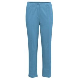 7/8-Hose GOLDNER "Moderne Hose mit streckenden Biesen", Damen, Gr. 54, N-Gr, blau (taubenblau), Obermaterial: 67% Baumwolle CO. 28% Polyamid PA. 5% Elasthan EL., Hosen 7/8-Hose