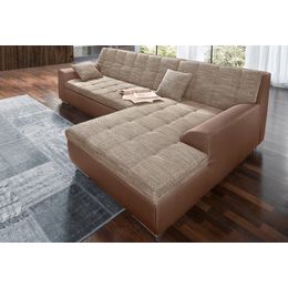 Ecksofa DOMO collection "Treviso viele Bez&uuml;ge, auch in Cord, L-Form, B/T/H: 267/80/83 cm", braun (braun, beigebraun), B:267cm H:83cm T:178cm, Kunstleder Softlux / Struktur (90% Polyester; 10% Polyacryl);Microfaser-Primabelle (100% Polyester) / Struktur (90% Polyester; 10% Polyacryl), Sofas, Ecksofa, wahlw. mit Bettfunktion, inkl. Zierkissen, Unser Dauertiefpreis, Topseller