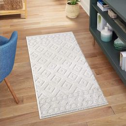 Teppich Carpet City "LOUNGE 9999", beige (creme), B:80cm H:15mm L:150cm, Obermaterial: 100% Polyester, Teppiche, Teppich, Kurzflor-Teppich Modern, Hoch-Tief-Struktur, Wohnzimmer, Schlafzimmer
