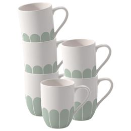 Villeroy & Boch Becher VILLEROY & BOCH "Henkelbecher Fleur Couleur 290 ml 6er Set", gr&uuml;n (vert), 6 tlg., Porzellan, Trinkgef&auml;&szlig;e, Becher